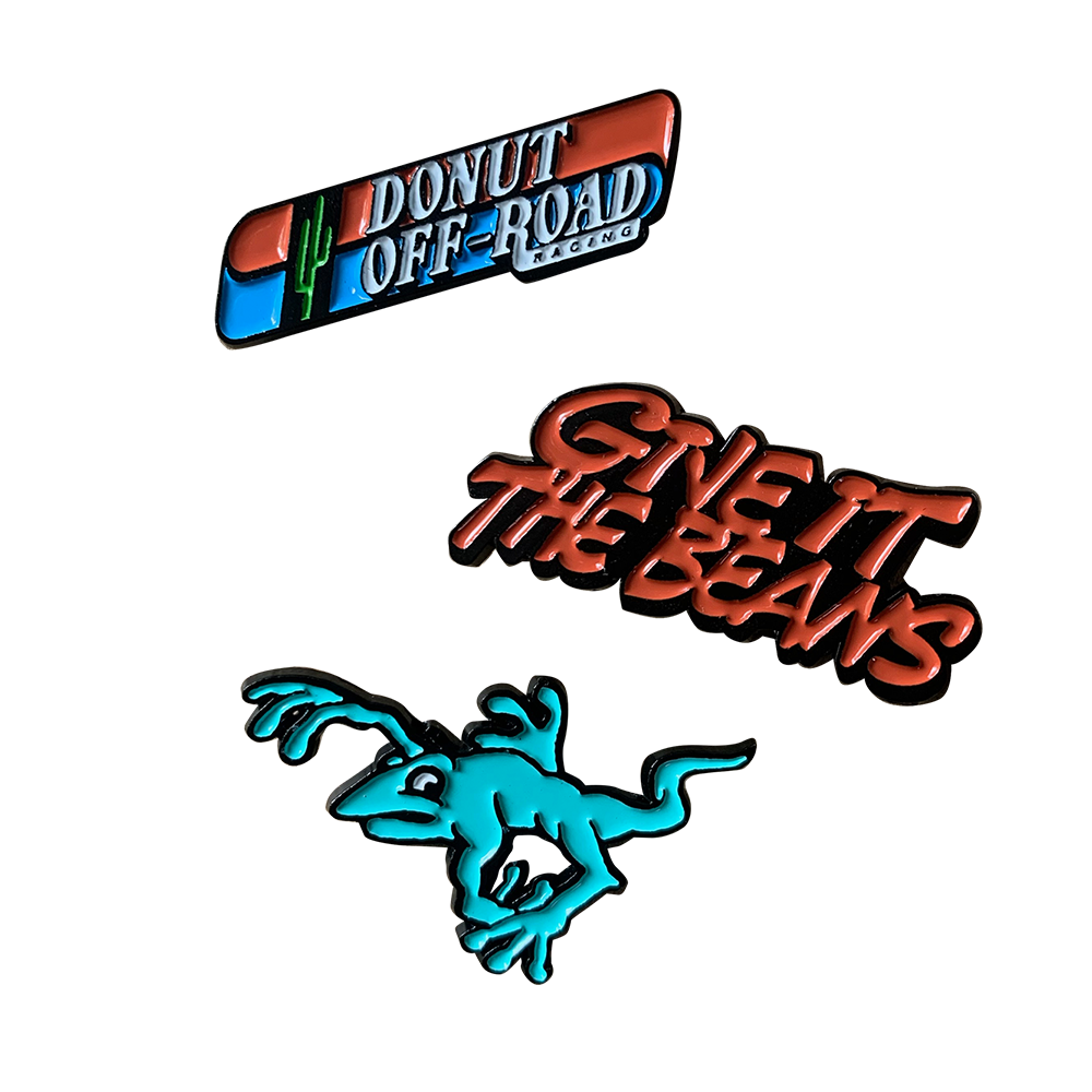DONUT OFF ROAD RACING ENAMEL PIN 3PK - Donut Media Store